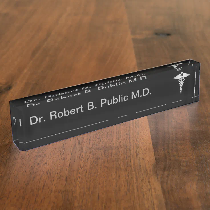 Monogram Doctor Desk Name Plate | Zazzle