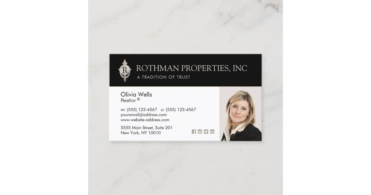 Monogram Door Knocker Real Estate Photo Business Card | Zazzle