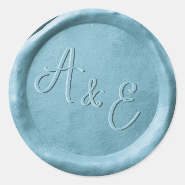 Monogram Dusty Blue Wedding Wax Seal Stickers | Zazzle