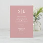 Monogram Dusty Rose QR Code Wedding Invitation | Zazzle