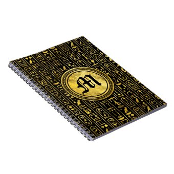 Monogram Egyptian Ancient Gold hieroglyphs Notebook | Zazzle