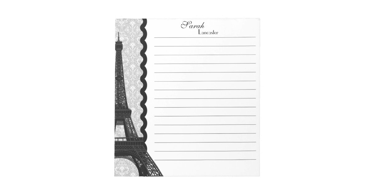 Monogram Eiffel Tower Note Pad | Zazzle