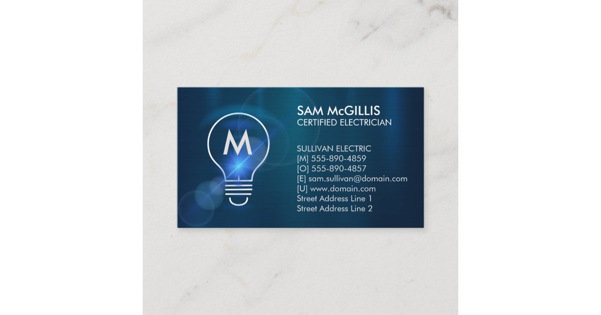 Monogram Electrician Electrical Contractor Business Card | Zazzle