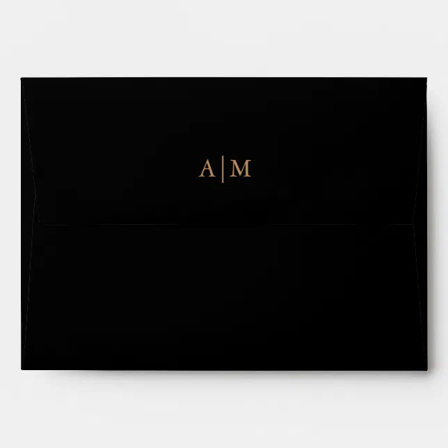 Monogram Elegant Black Envelope | Zazzle