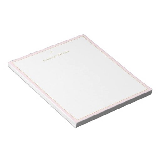 Monogram Elegant Blush Pink Gold Classy Small Notepad | Zazzle