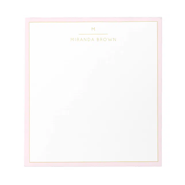 Monogram Elegant Blush Pink Gold Classy Small Notepad | Zazzle