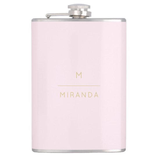 Monogram Elegant Blush Pink Gold Minimalist Classy Flask | Zazzle.com