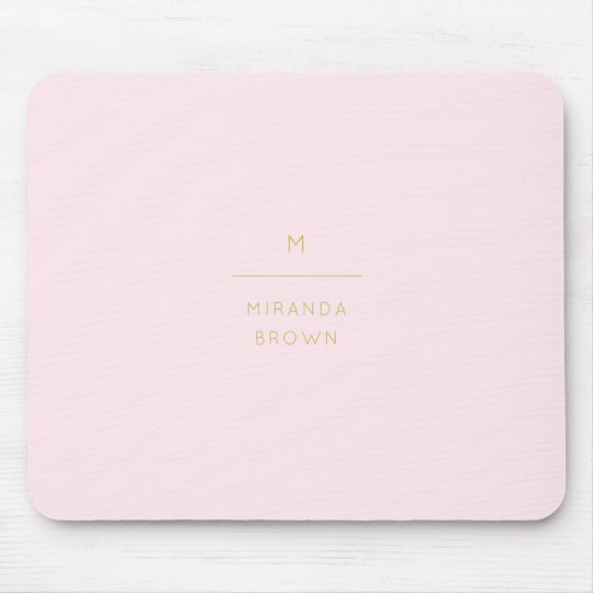 Monogram Elegant Blush Pink Gold Minimalist Classy Mouse Pad | Zazzle.com