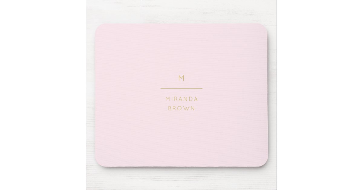 Monogram Elegant Blush Pink Gold Minimalist Classy Mouse Pad | Zazzle