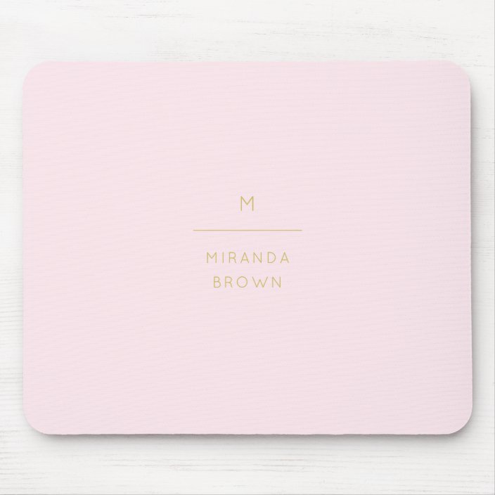Monogram Elegant Blush Pink Gold Minimalist Classy Mouse Pad | Zazzle.com