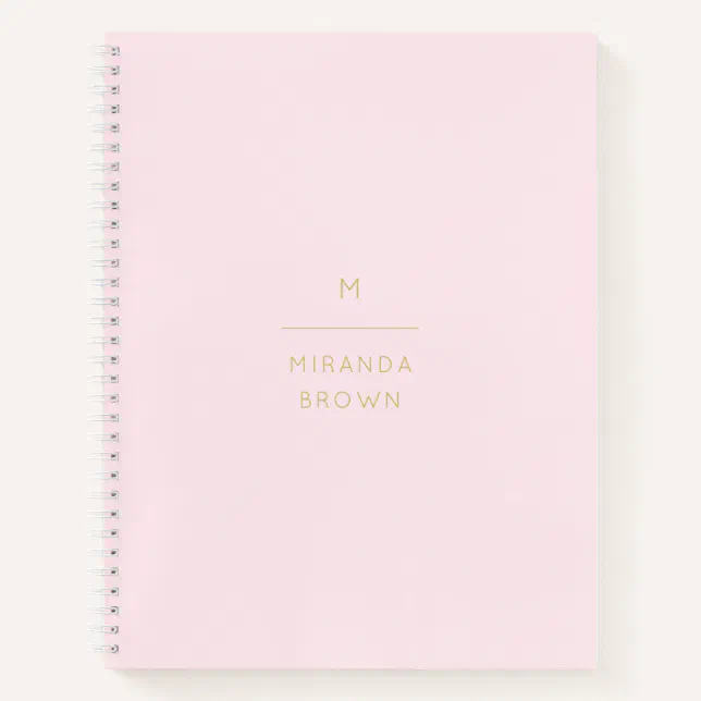 Monogram Elegant Blush Pink Gold Minimalist Classy Notebook | Zazzle