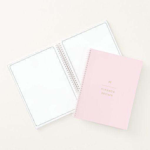 Monogram Elegant Blush Pink Gold Minimalist Classy Notebook | Zazzle