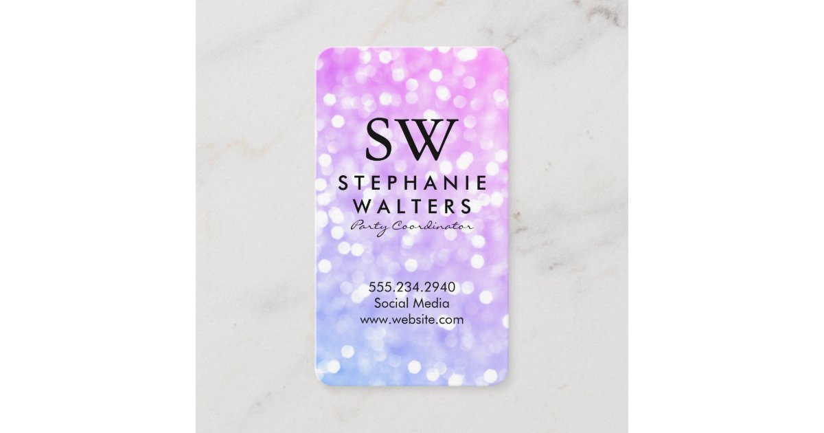 Monogram Elegant Glamour Glitter Business Card | Zazzle