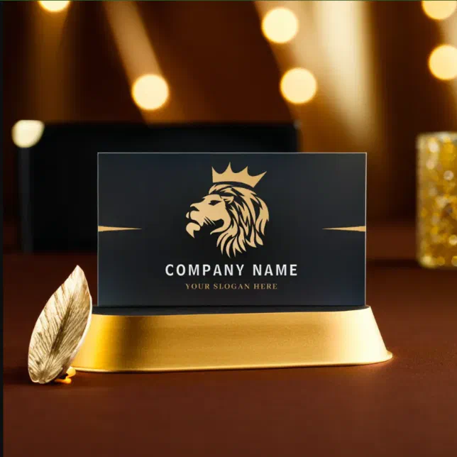 Monogram Elegant Lion Logo Business Card | Zazzle