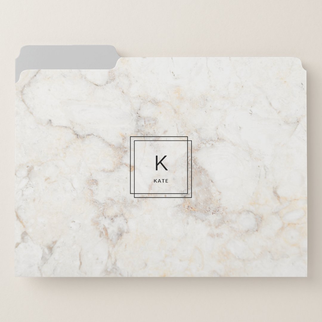 Monogram Elegant Marble Minimalist Trendy File Folder | Zazzle