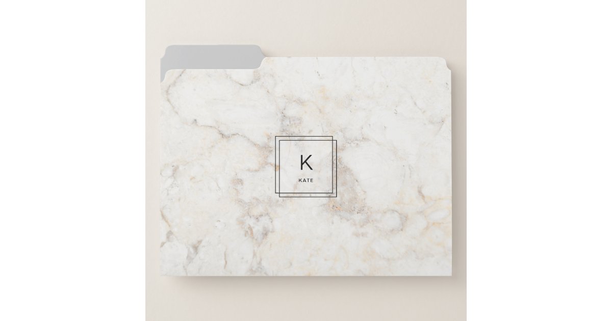 Monogram Elegant Marble Minimalist Trendy File Folder | Zazzle