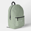 Monogram Elegant Minimal Sage Green Printed Backpack | Zazzle