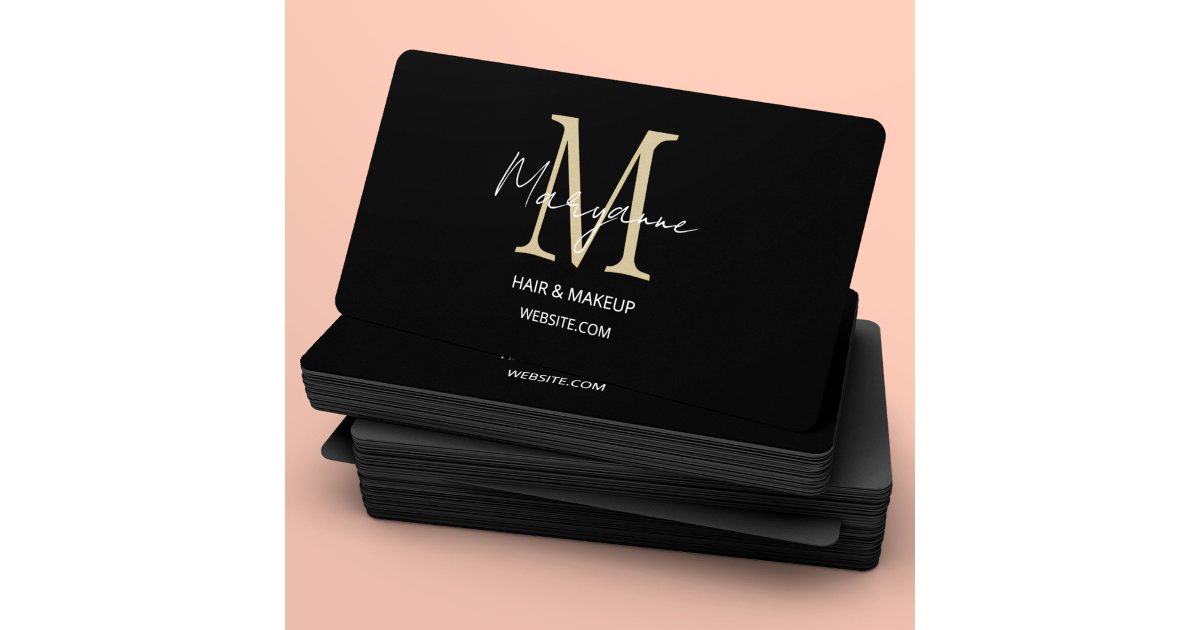 Monogram Elegant Modern Black Professional Business Card | Zazzle