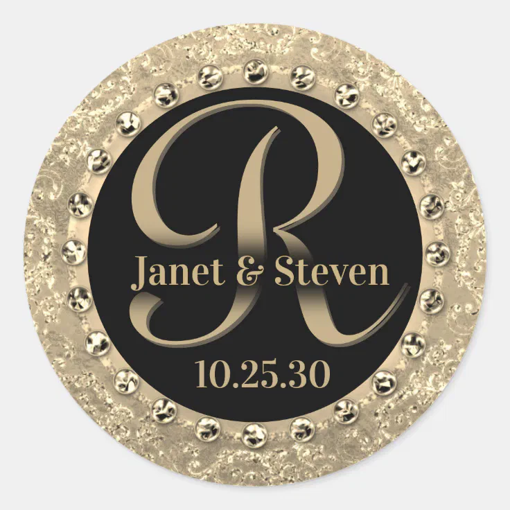 Monogram Elegant Names Gold Glam Seal | Zazzle