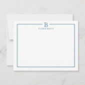 Monogram Elegant Navy Blue Border Stationery Note Card | Zazzle