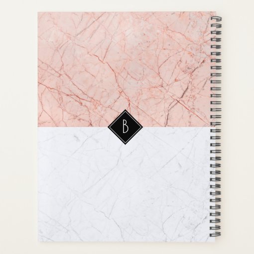 Monogram Elegant Rose Gold Gray Marble Planner | Zazzle