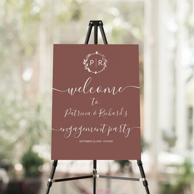 Monogram Engagement Party Welcome Sign Foam Board | Zazzle