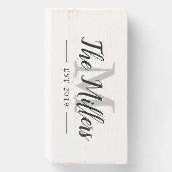 Monogram Established Sign | Family Name Wood Sign | Zazzle