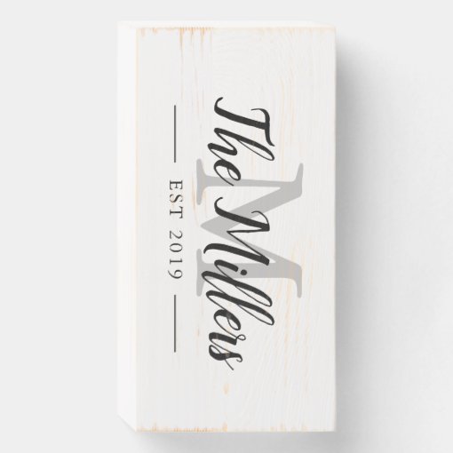 Monogram Established Sign | Family Name Wood Sign | Zazzle