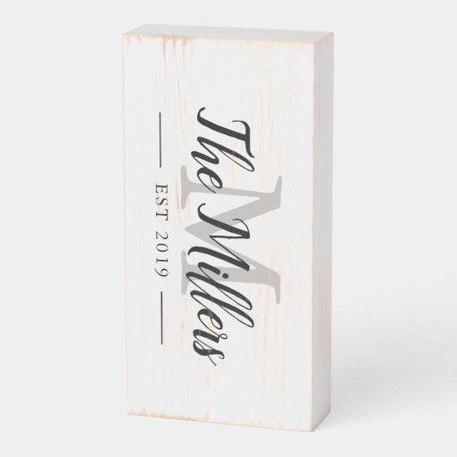Monogram Established Sign | Family Name Wood Sign | Zazzle