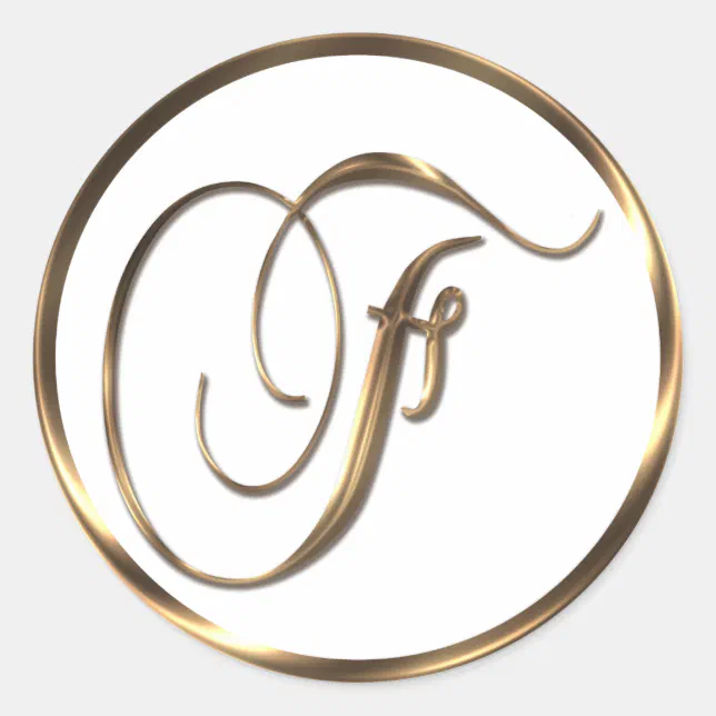 Monogram F Faux Bronze Classic Round Sticker | Zazzle