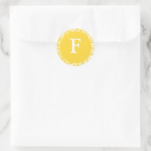 Monogram F Yellow Wedding Monograms Invitation Sti Classic Round ...
