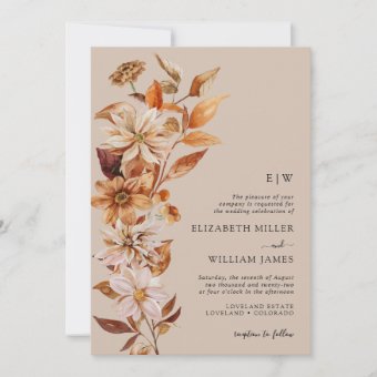 Monogram Fall Wedding Invitation | Zazzle