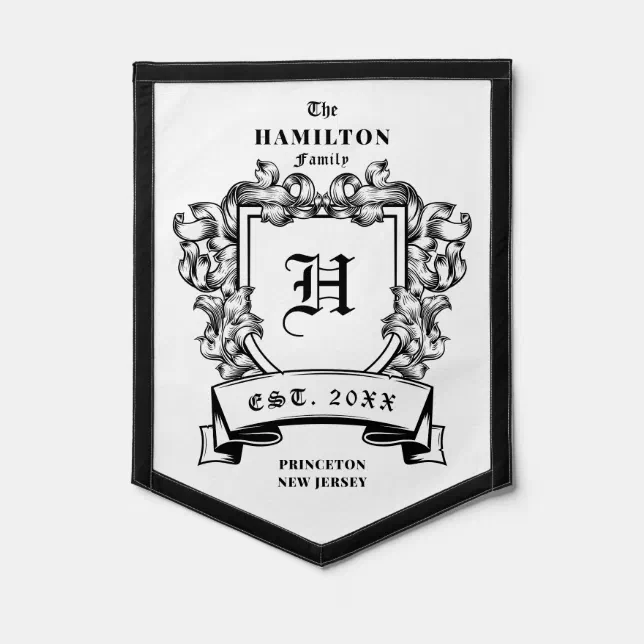 Monogram Family Crest Coat Of Arms Anniversary Pennant | Zazzle