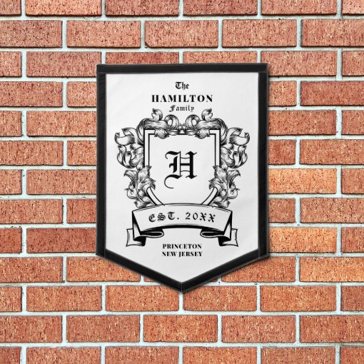 Monogram Family Crest Coat Of Arms Anniversary Pennant | Zazzle