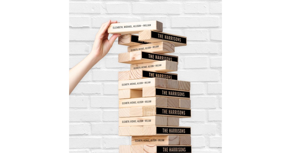 Monogram Family Names Topple Tower | Zazzle
