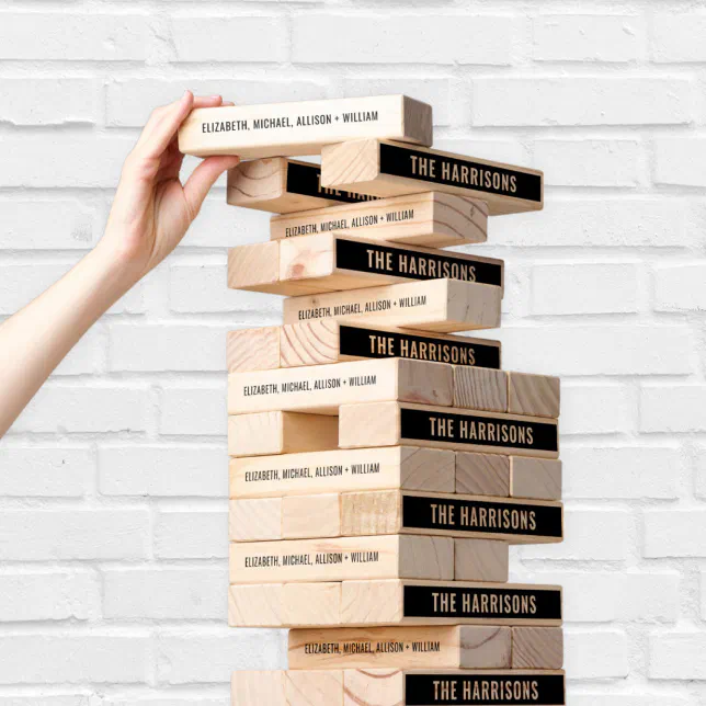 Monogram Family Names Topple Tower | Zazzle