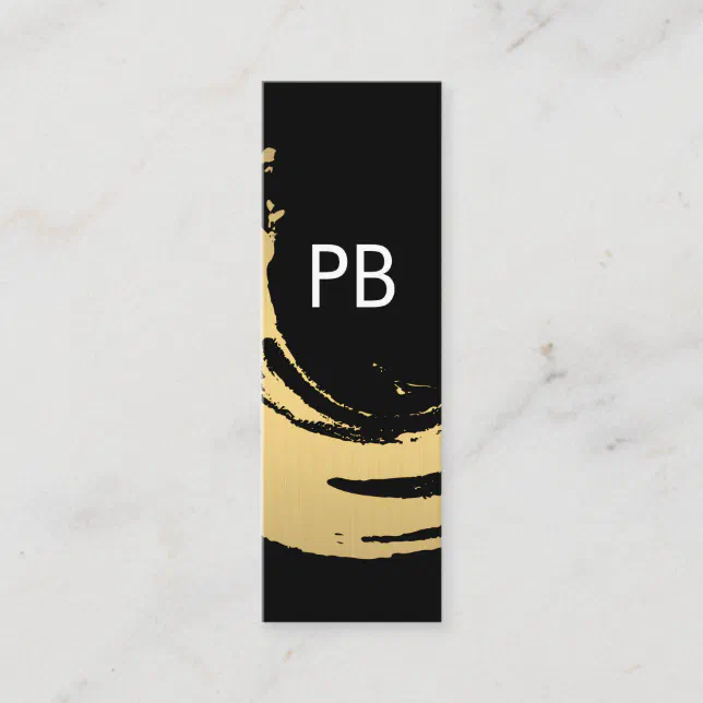 Monogram Faux Gold Brushed Mini Business Card | Zazzle