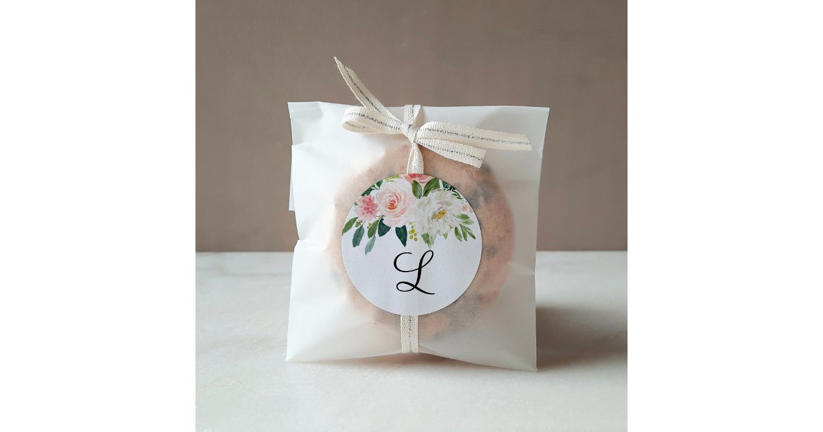 Monogram Favor Sticker, Classic Round Sticker | Zazzle