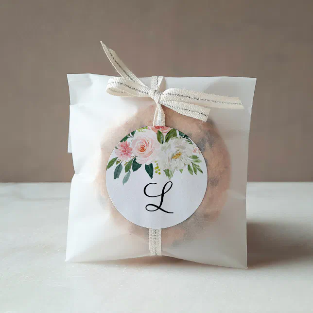 Monogram Favor Sticker, Classic Round Sticker | Zazzle