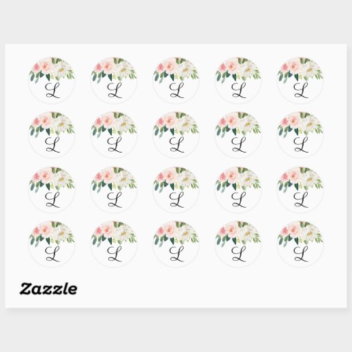Monogram Favor Sticker, Classic Round Sticker | Zazzle