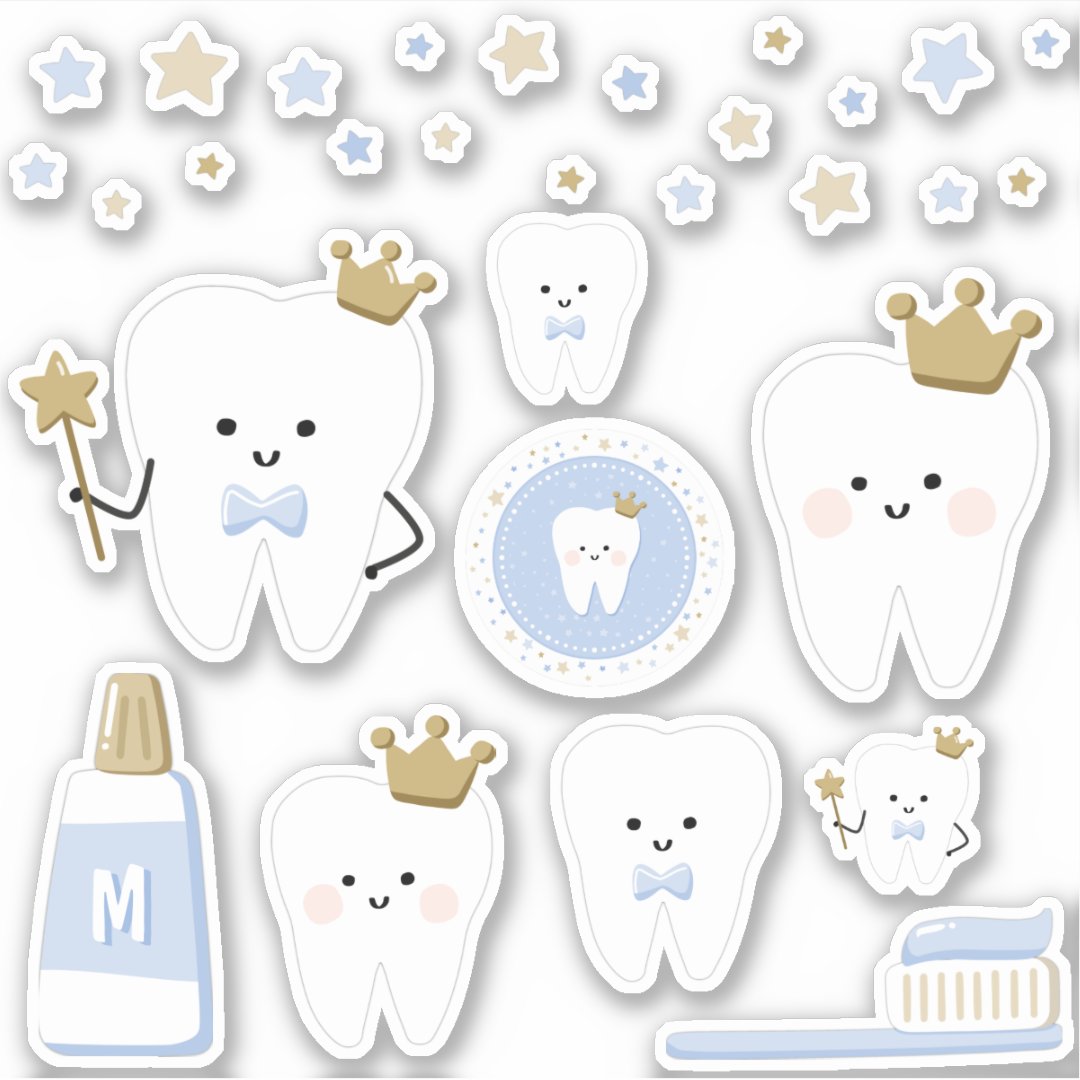 Monogram First Tooth Stickers | Zazzle