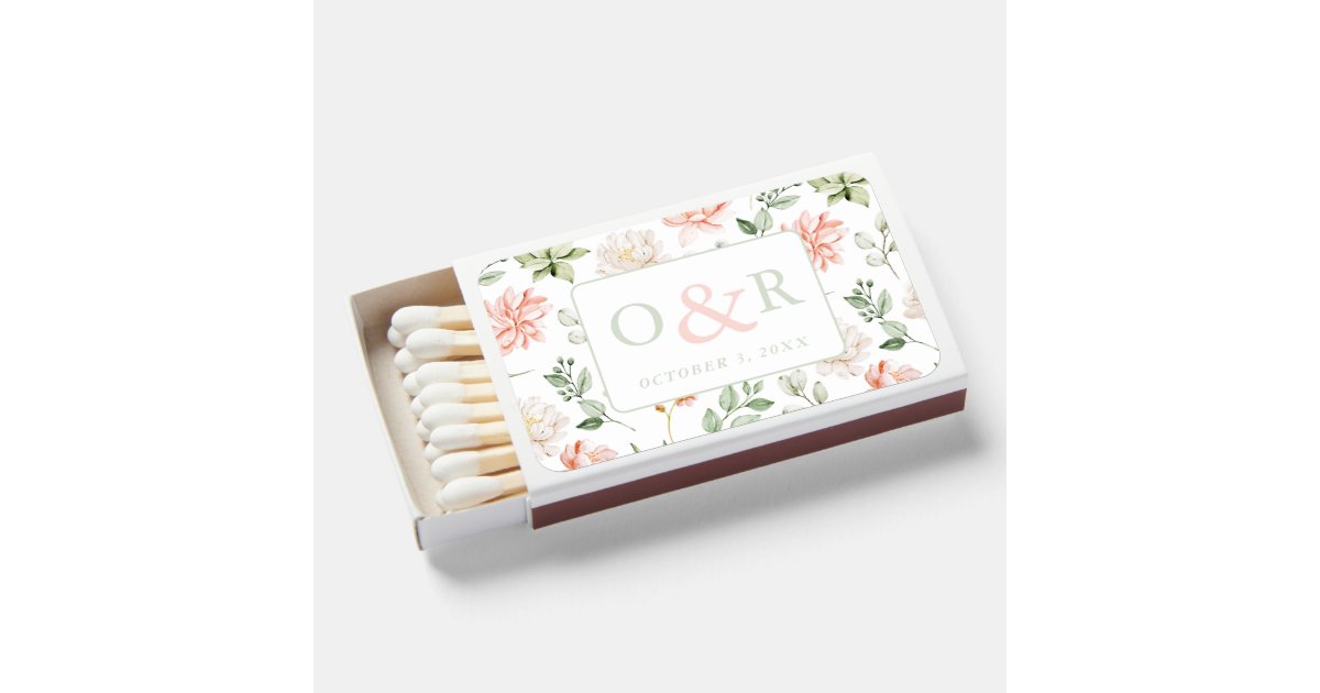 Monogram Floral Garden Wedding Favor Matches | Zazzle