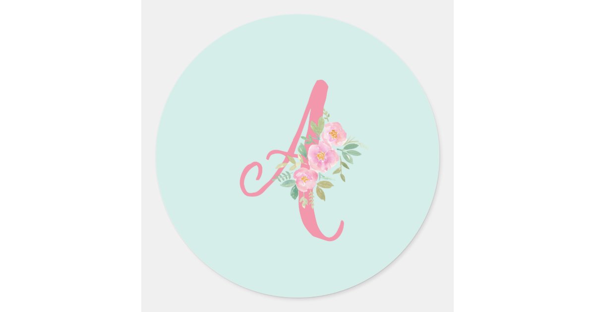 Monogram Floral Initial Classic Round Sticker | Zazzle