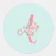 Monogram Floral Initial Classic Round Sticker | Zazzle