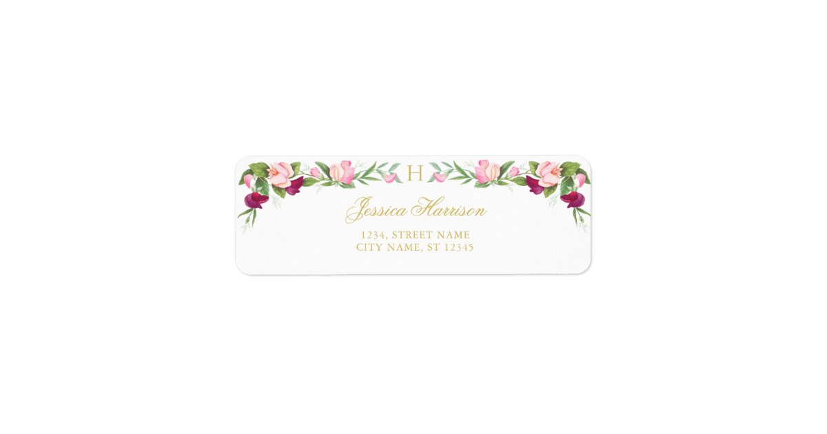 Monogram Floral Purple Pink Sweet Pea Vintage Label | Zazzle