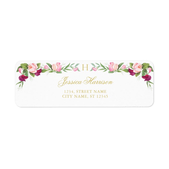 Monogram Floral Purple Pink Sweet Pea Vintage Label | Zazzle.com