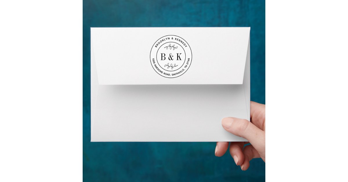 Monogram Floral Wedding Couple Name Return Address Envelope | Zazzle