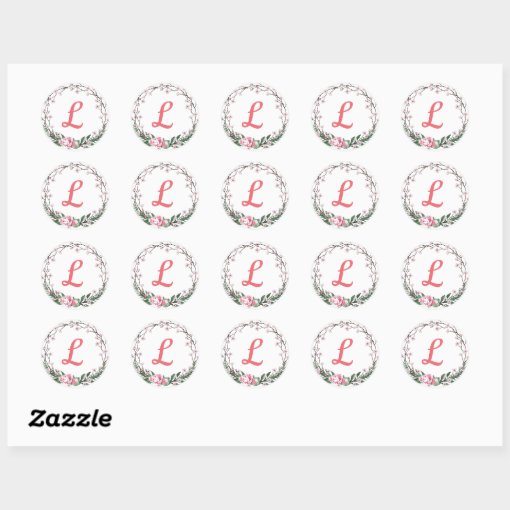 Monogram Flowered Classic Round Sticker | Zazzle