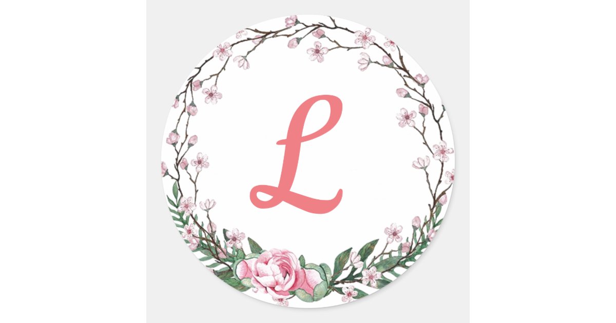 Monogram Flowered Classic Round Sticker | Zazzle