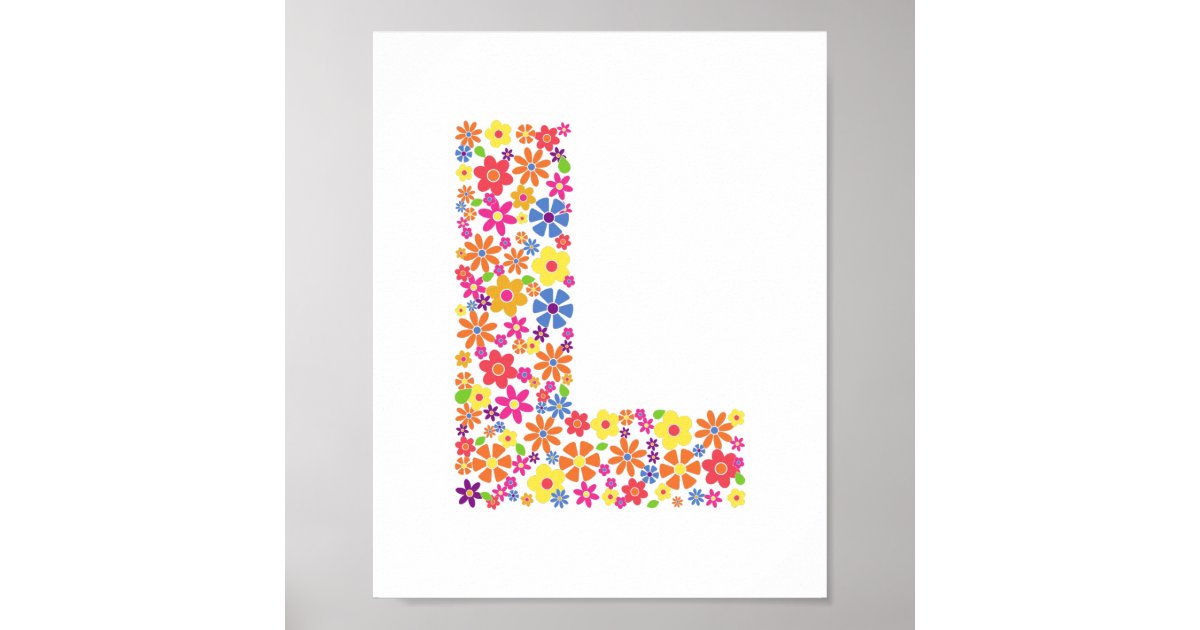 Monogram Flowers Floral Letter L Poster | Zazzle